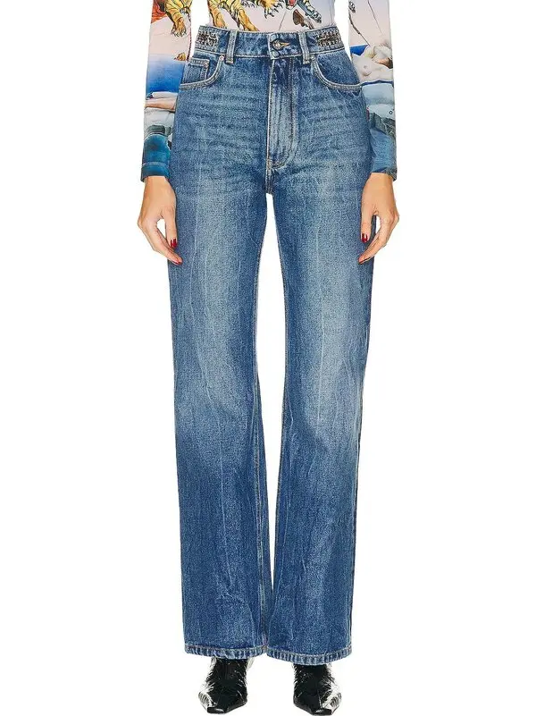 Rabanne Wide Leg Jeans - Blue Stone