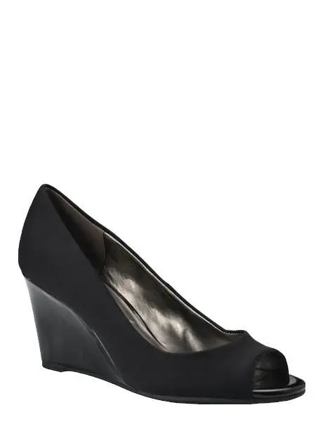 Bandolino Tuff Love Peep Toe Wedge Pump - Black
