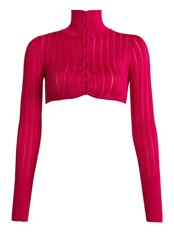 Alaïa Crinoline Cropped Cardigan - Pink