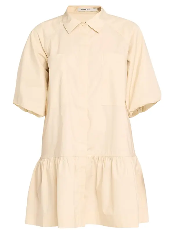 Simkhai Crissy Cotton Poplin Mini Shirtdress - Sand