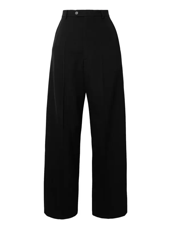 Balenciaga Wool-barathea Wide-leg Trousers - Black
