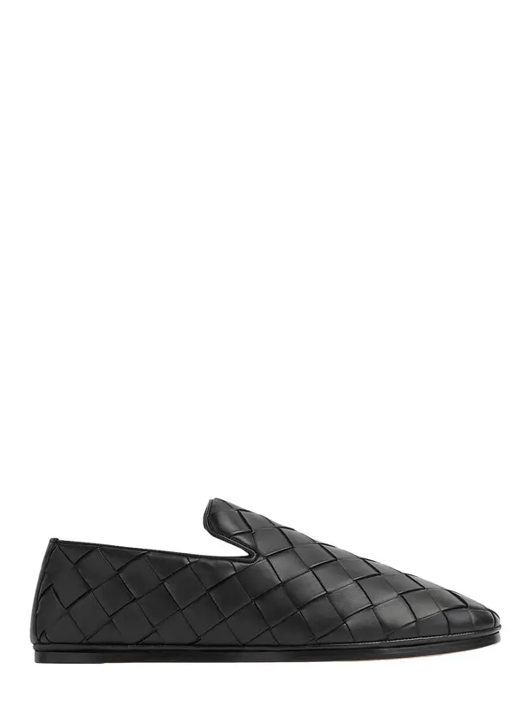 Bottega Veneta Lambskin Woven Slippers - Black