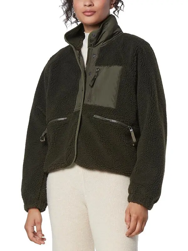 Marc New York Mixed Media Sherpa Jacket - Olive