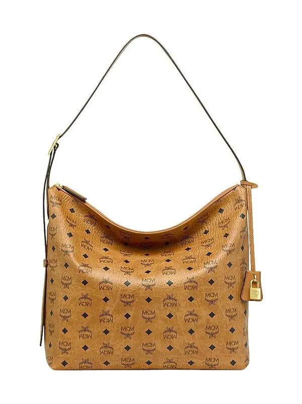 Mcm Aren Large Visetos Hobo Bag - Cognac/gold
