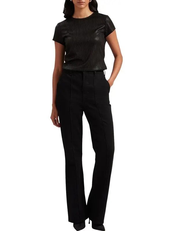Ted Baker London Metallic Rib Knit Tee - Black