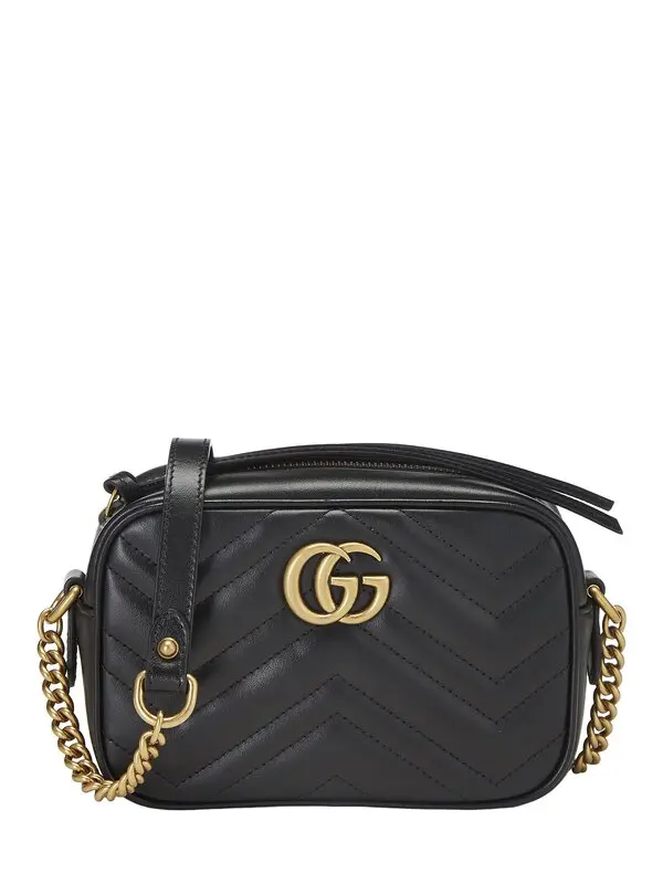 Gucci Leather Gg Marmont Shoulder Bag - Black