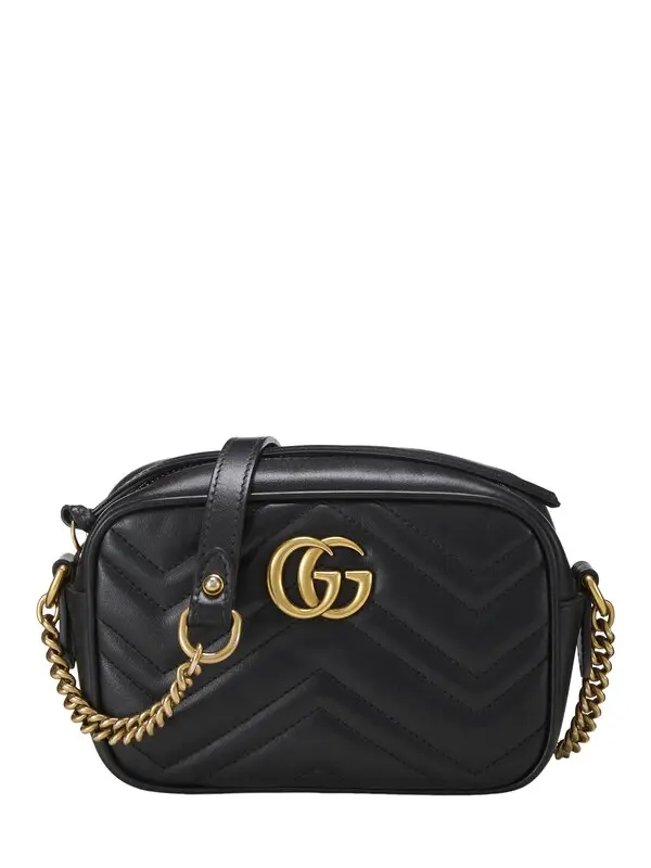 Gucci Leather Gg Marmont Shoulder Bag - Black