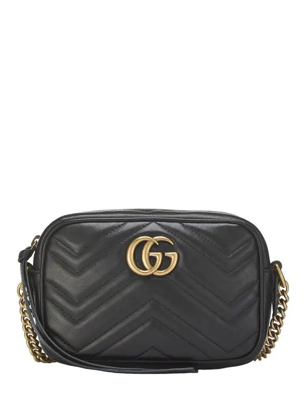 Gucci Leather Gg Marmont Shoulder Bag - Black