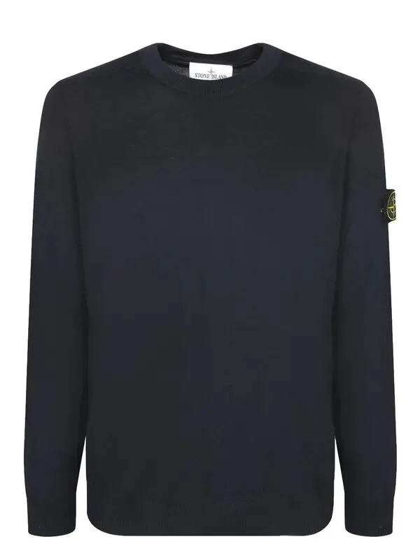 Stone Island Long Sleeve Stretch Wool Sweater - Black