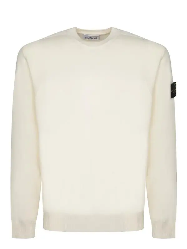 Stone Island Stretch Wool Sweater - White