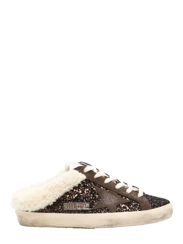 GOLDEN GOOSE Super-star Glitter Mules - Brown