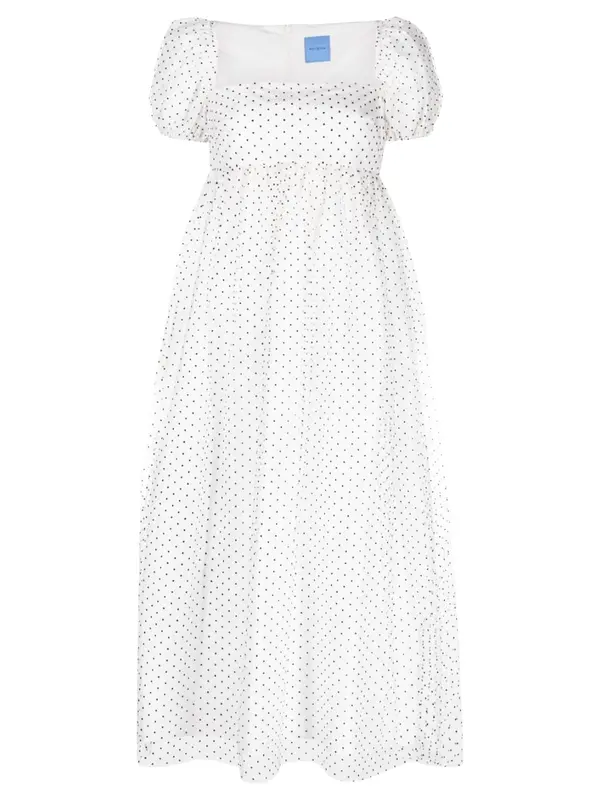 MACGRAW Samantha Micro-dot Print Midi Dress - White