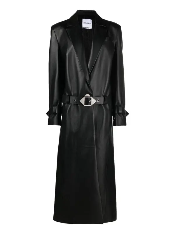 Attico Leather Trench Coat - Black