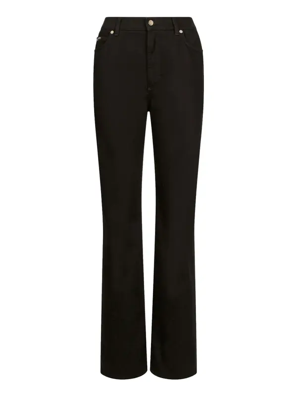 Dolce & Gabbana Logo Patch Wide-leg Jeans - Black