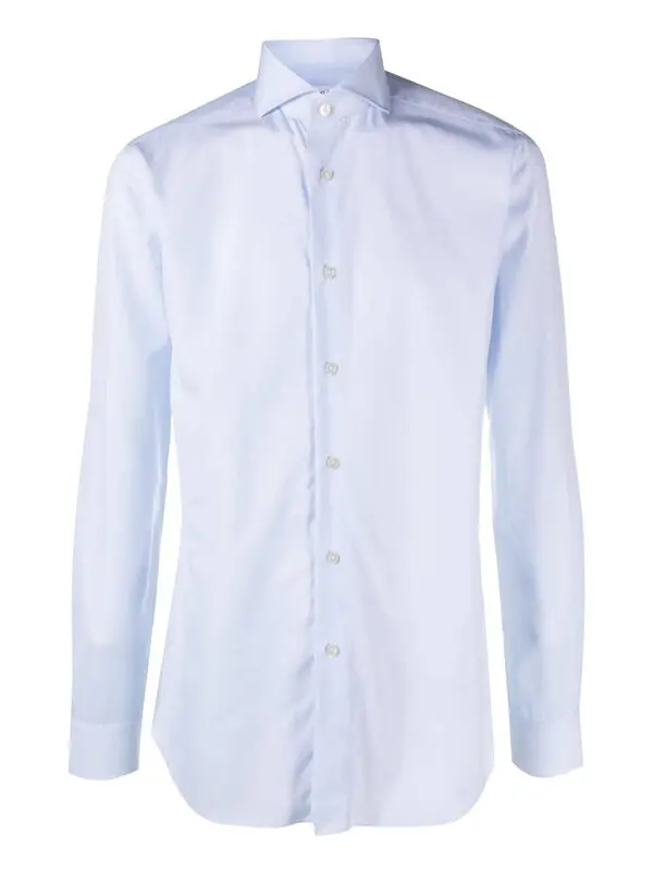 XACUS Spread-collar Cotton Shirt - Blue