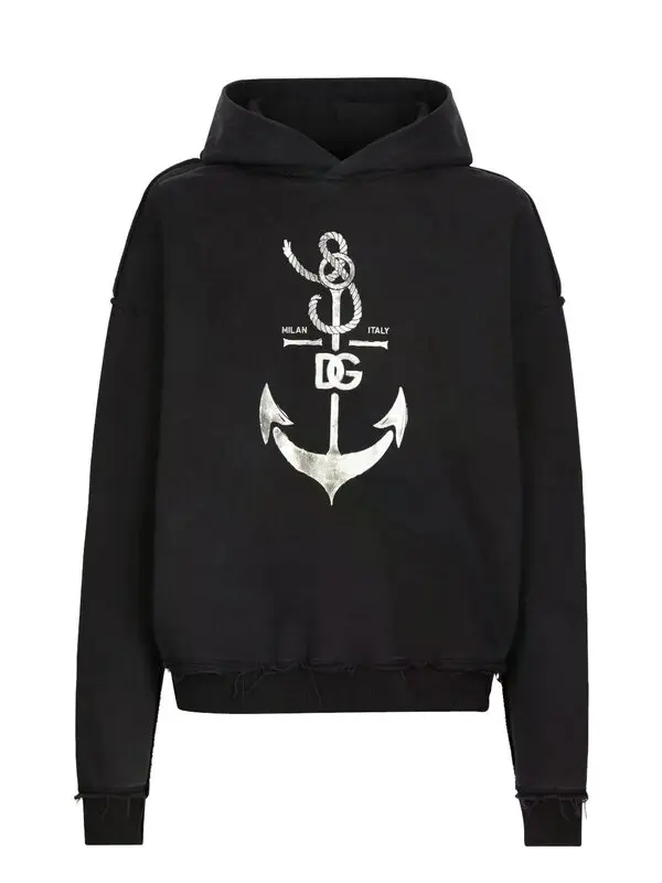 Dolce & Gabbana Marina Print Hoodie - Black