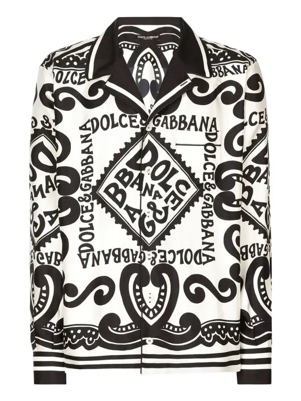 Dolce & Gabbana Printed Silk Shirt - White