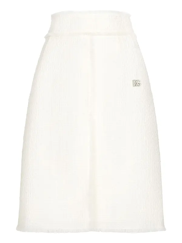 Dolce & Gabbana High-waist Tweed Skirt - White