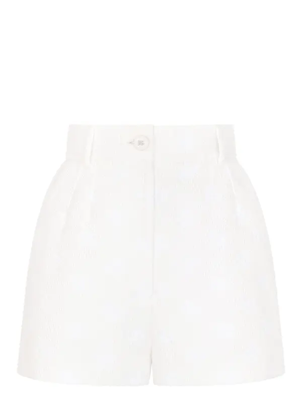 Dolce & Gabbana Logo-jacquard High-waisted Shorts - Neutrals
