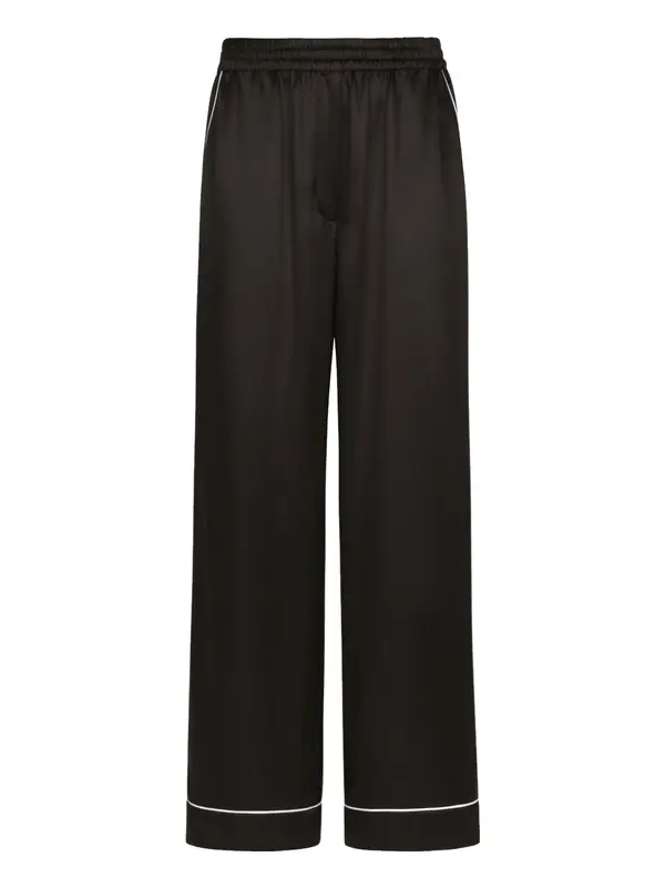 Dolce & Gabbana Silk Palazzo Trousers - Black
