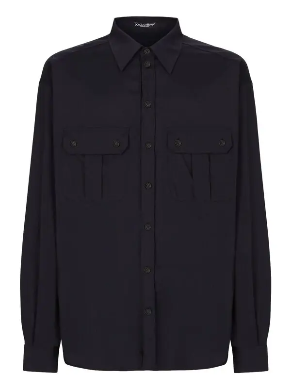 Dolce & Gabbana Pleat-detail Button-up Shirt - Blue