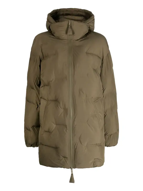 GANNI Hooded Puffer Coat - Green