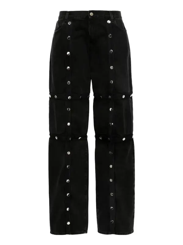 Attico Deconstructed Wide Leg Jeans - Black