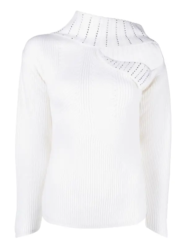 GENNY Rhinestone-embellished Wool Jumper - White