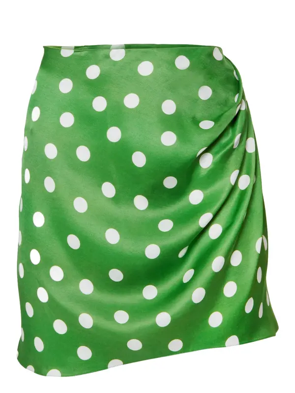 Carolina Herrera Polka-dot Print Ruched Skirt - Green