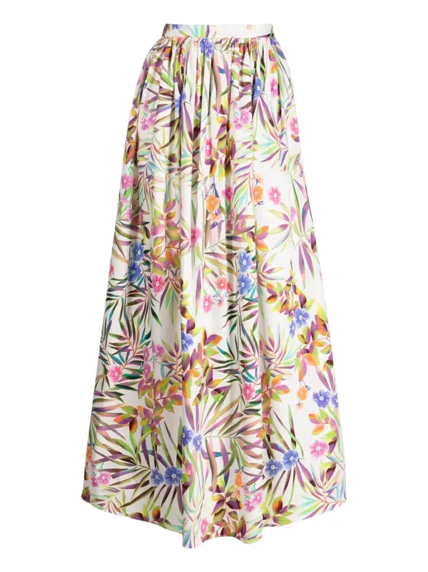 BAMBAH Floral Cotton Midi Skirt - Multicolour