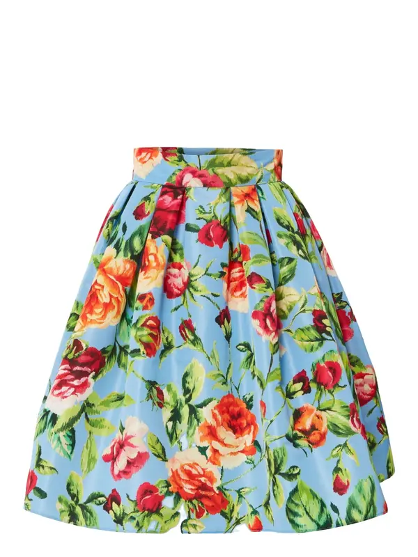 Carolina Herrera Floral-print Skirt - Blue