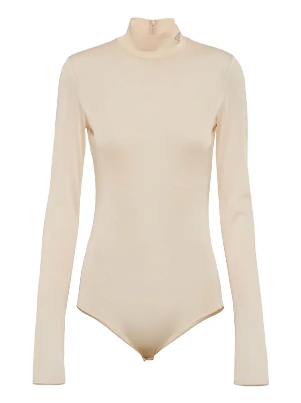 Prada Gazar Triangle-logo Bodysuit - Neutrals