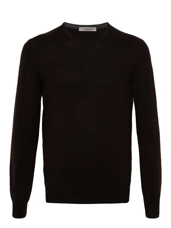 FILERIA Crew-neck Virgin Wool Jumper - Brown