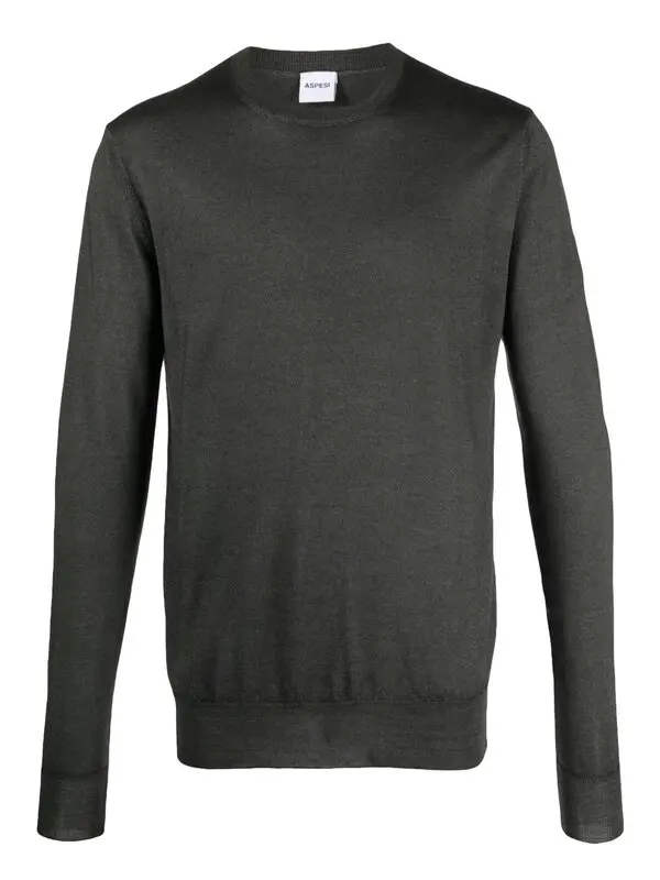 Aspesi Crew Neck Mélange-effect Jumper - Grey