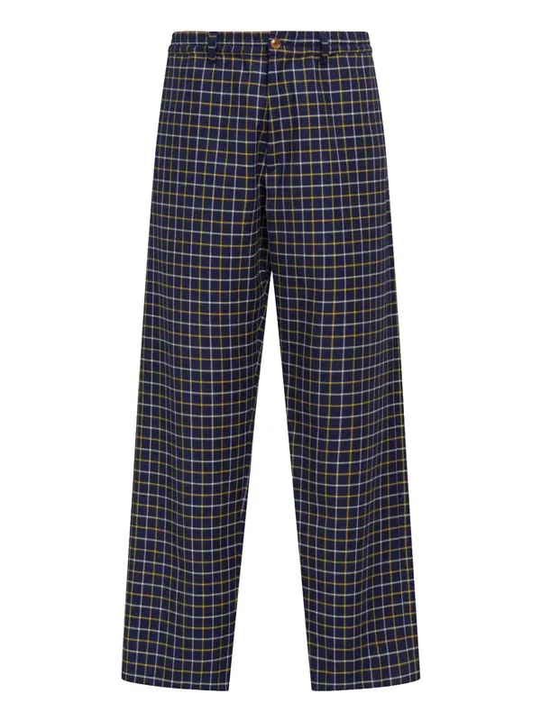 Marni Check-pattern Straight-leg Trousers - Blue
