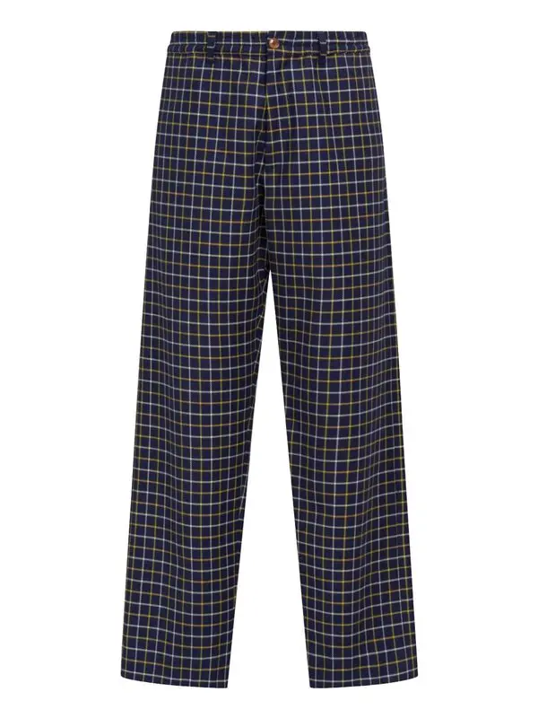 Marni Check-pattern Straight-leg Trousers - Blue