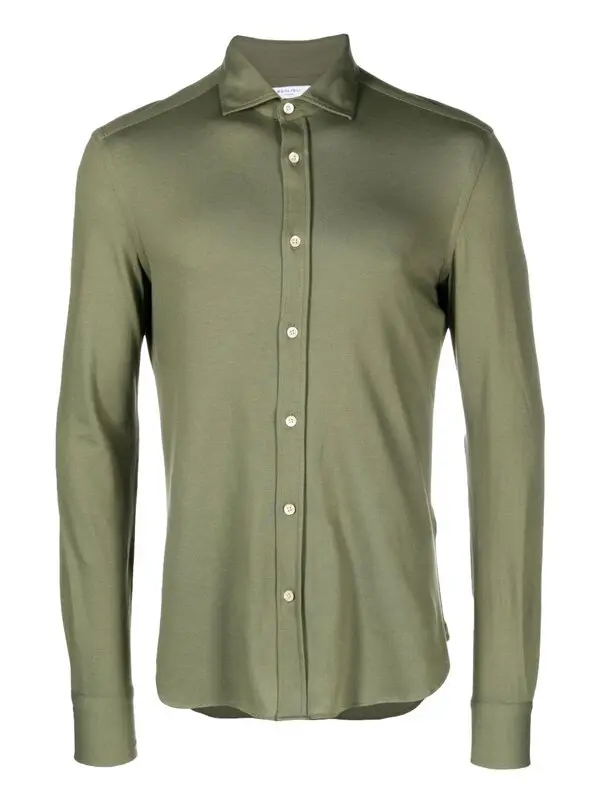 Boglioli Long-sleeve Piqué Cotton Shirt - Green