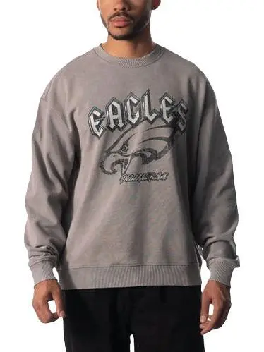 THE WILD COLLECTIVE Philadelphia Eagles Distressed Pullover Sweatshirt - Gray