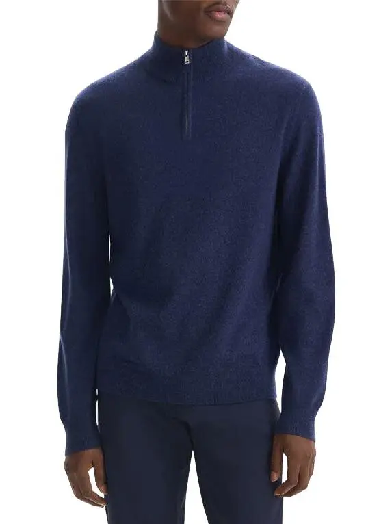 Theory Hilles Quarter Zip Cashmere Sweater - Baltic Melange