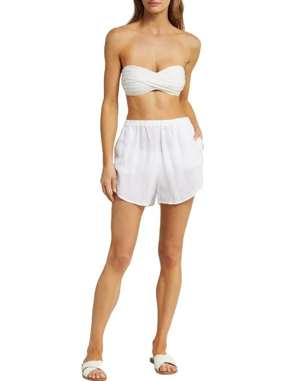 VITAMIN A® Tallows Linen Cover-up Shorts - Eco Linen White