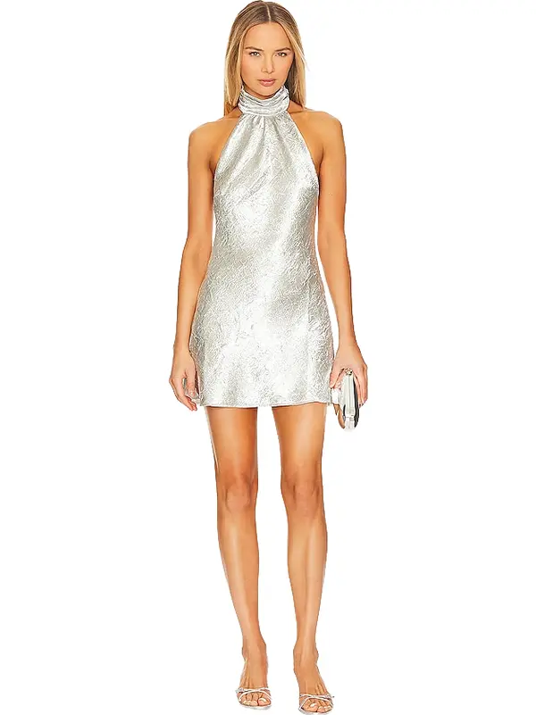LOVERS AND FRIENDS Hayes Mini Dress - Foil Silver