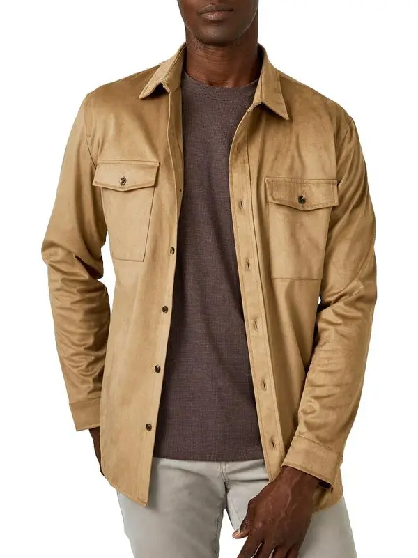 7 Diamonds Country Road Faux Suede Shirt Jacket - Oat