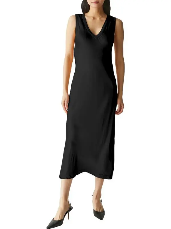Michael Stars Randi Sleeveless V-neck Midi Dress - Black