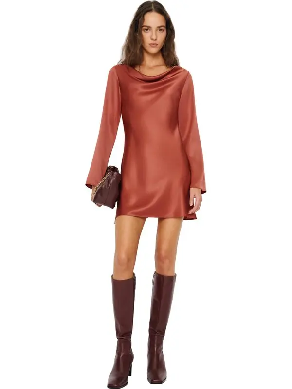 REFORMATION Pike Satin Dress - Rosewood