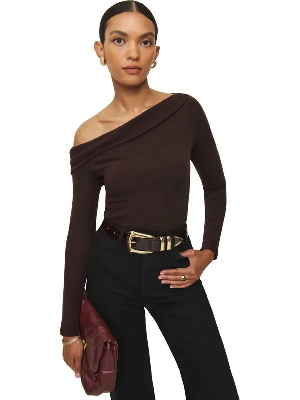 REFORMATION Elio Knit Top - Brown