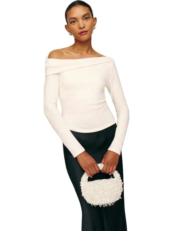 REFORMATION Elio Knit Top - Ivory