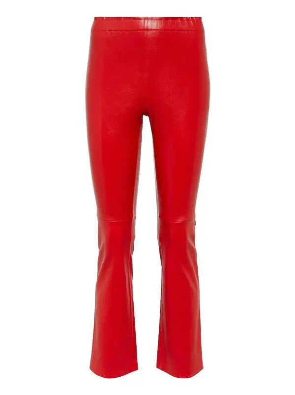 Stouls Leather Cropped Pants - Red
