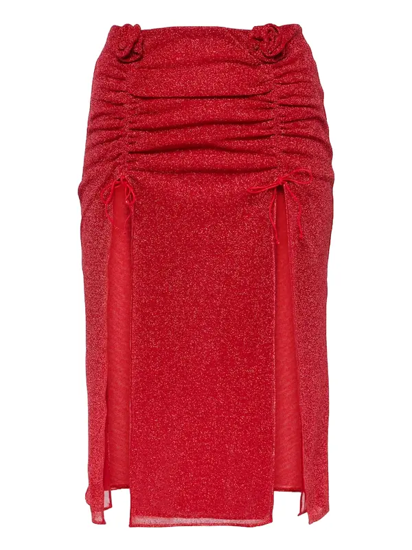 Oseree Lumière Midi Skirt - Red