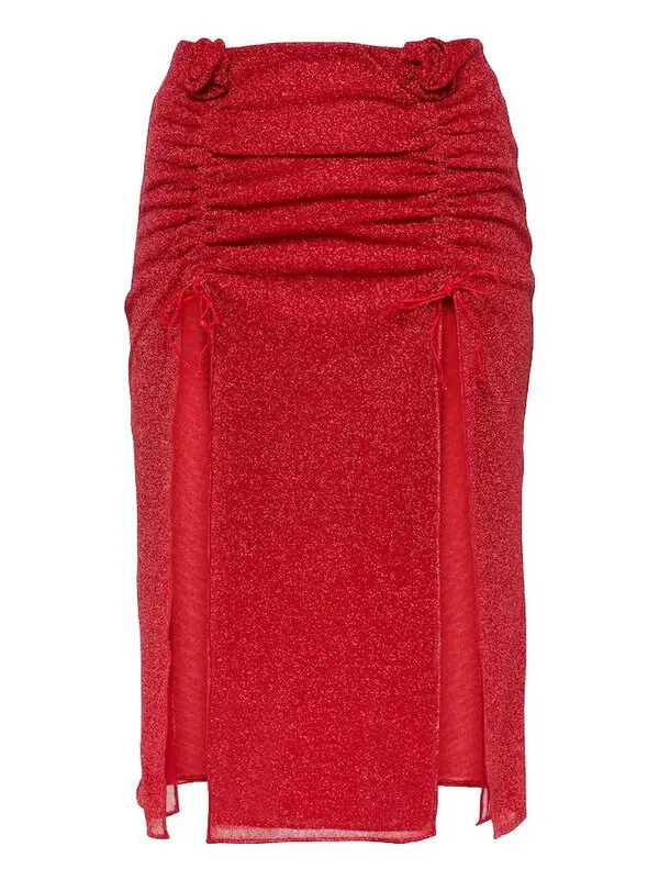 Oseree Lumière Midi Skirt - Red