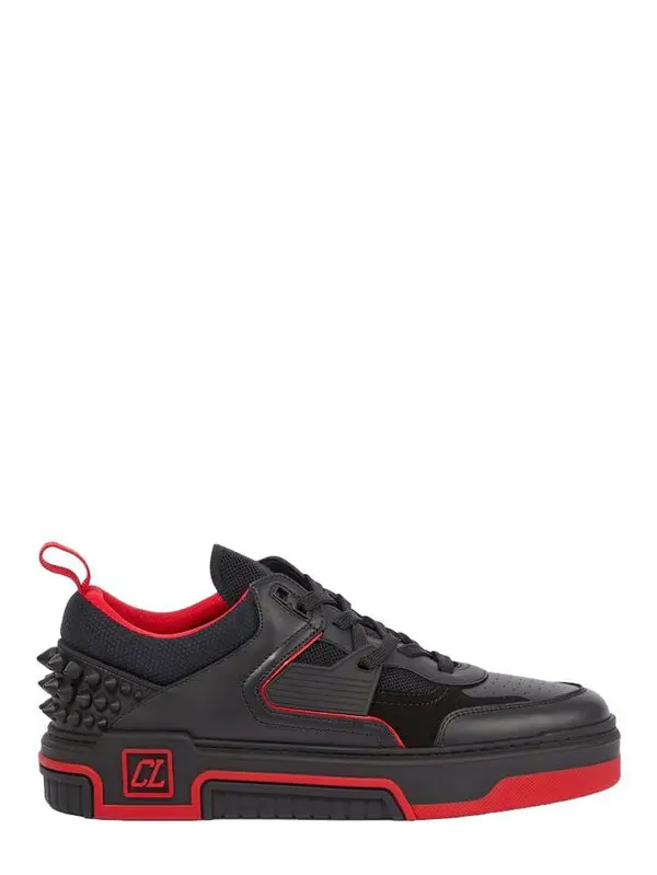 CHRISTIAN LOUBOUTIN Astroloubi Leather And Suede Sneakers - Black